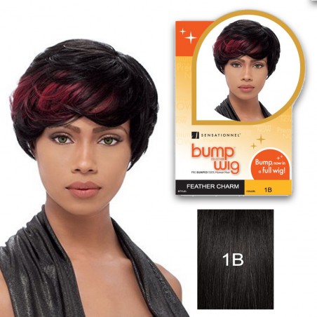 SENSATIONNEL BUMP WIG COLLECTION 100% HUMAN HAIR FEATHER CHARM COLOR 1B