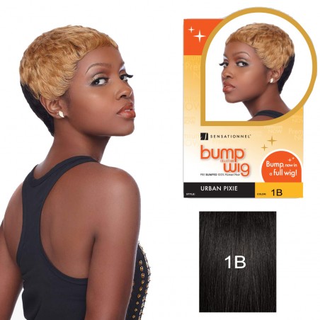 SENSATIONNEL BUMP WIG COLLECTION 100% HUMAN HAIR URBAN PIXIE COLOR 1B